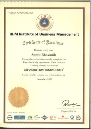 IIBM - Executive MBA - Course Completion Certificate | PDF
