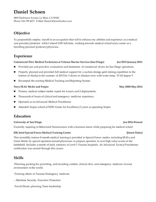 Sniper Medic Resume | PDF