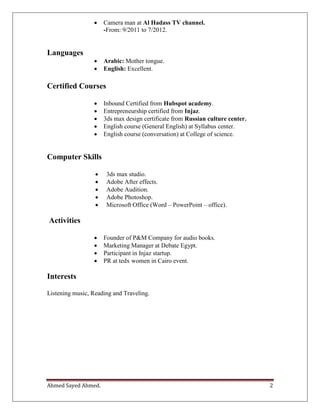 Ahmed-Sayed-Ahmed-C.V with photo | PDF