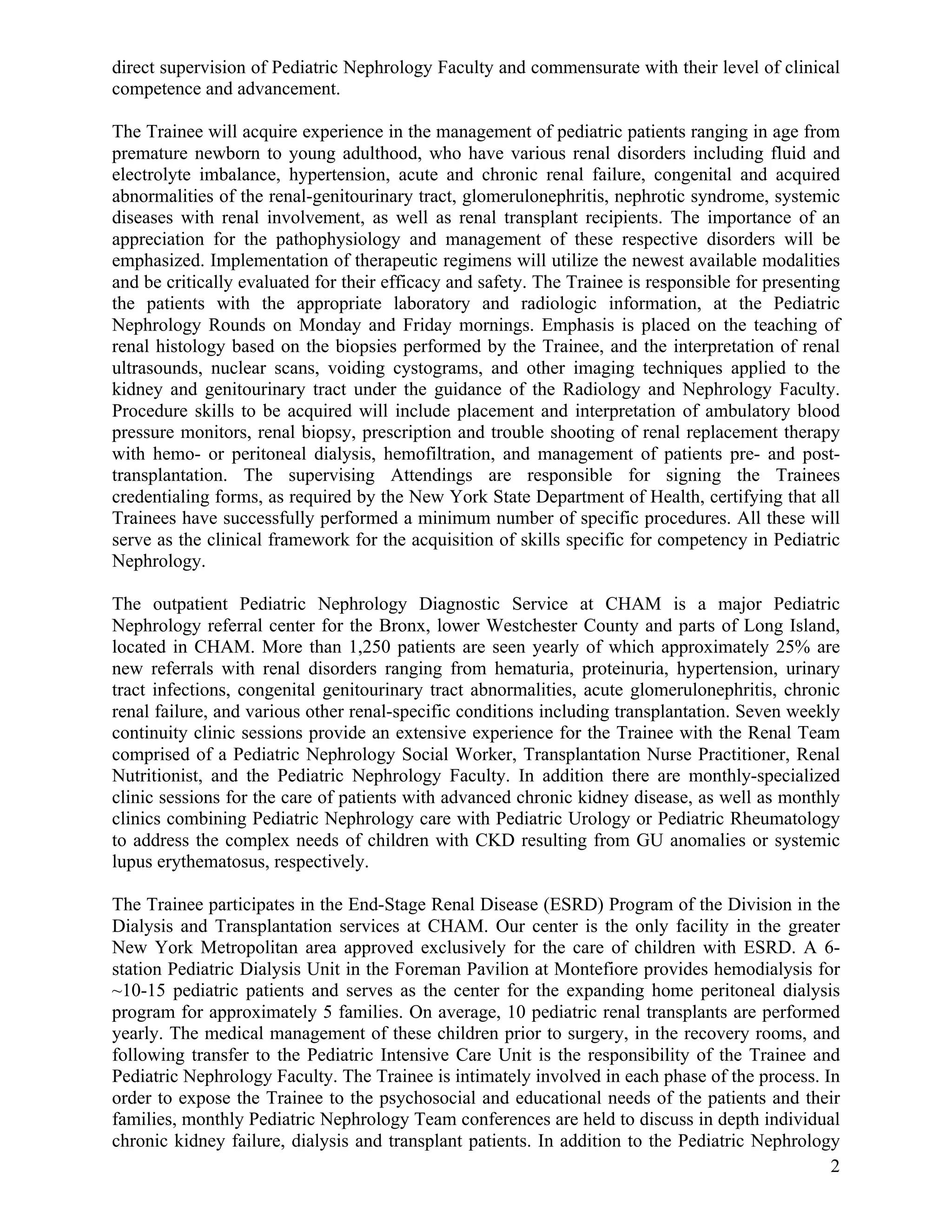 Pediatric Nephrology Program Outline 2015 | PDF