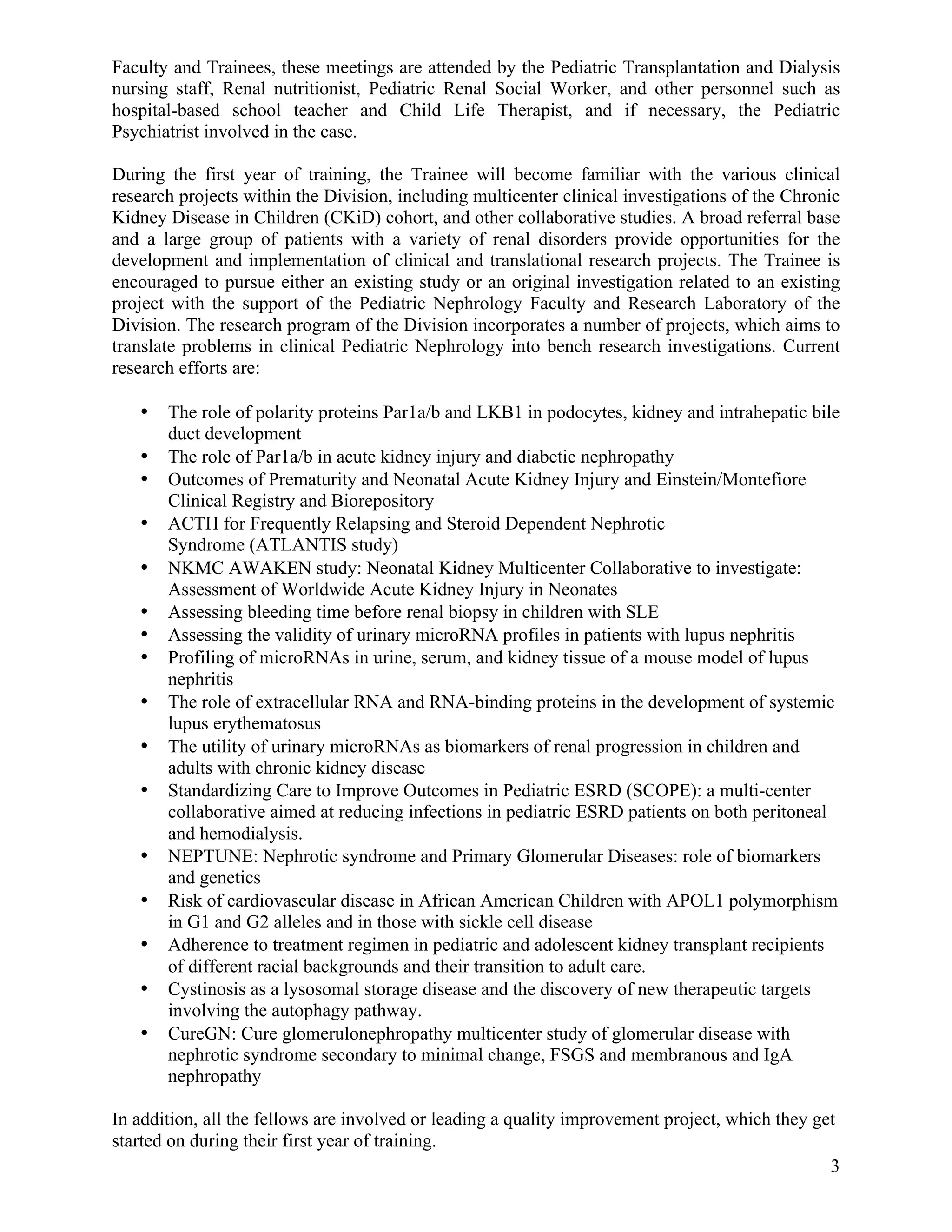 Pediatric Nephrology Program Outline 2015 | PDF