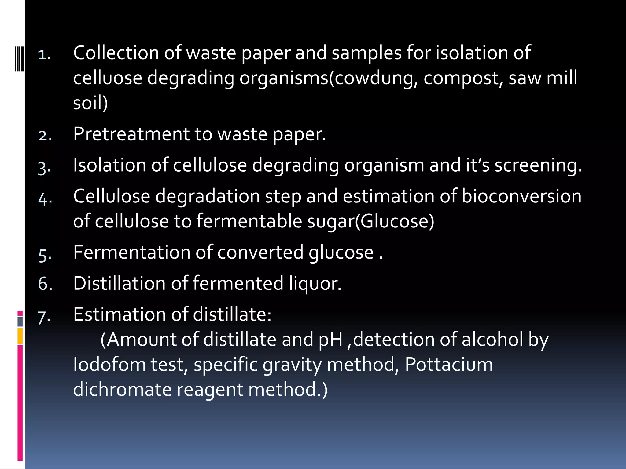 BIOETHANOL PRODUCTION VIA ENZYMATIC HYDROLYSIS OF CELLULOSIC | PPTX