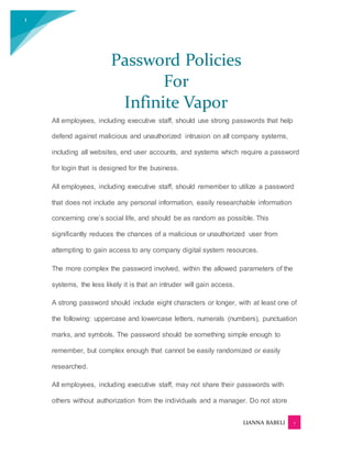 Unit 7 - Password Policies and Procedures - Babeli | PDF