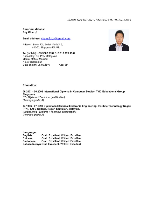 Resume Roy Chan MK | PDF