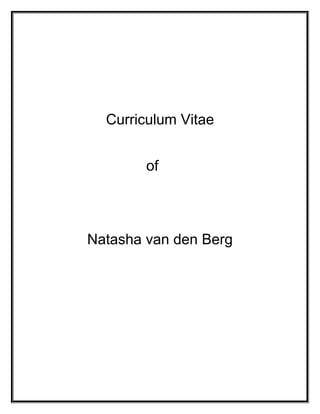 Curriculum Vitae of Natasha van den Berg | DOC