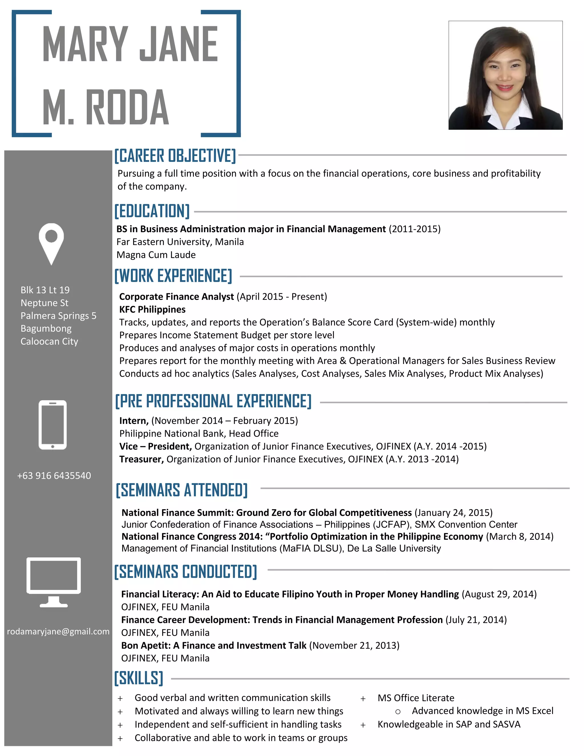RODA,MARY JANE_CV 2016 | PDF