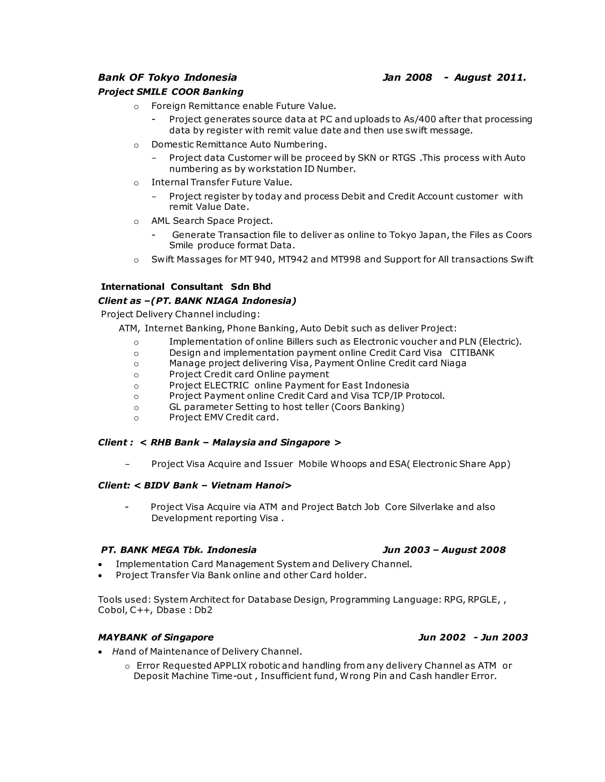 Resume-update | DOCX | Business Banking & Finance | Business