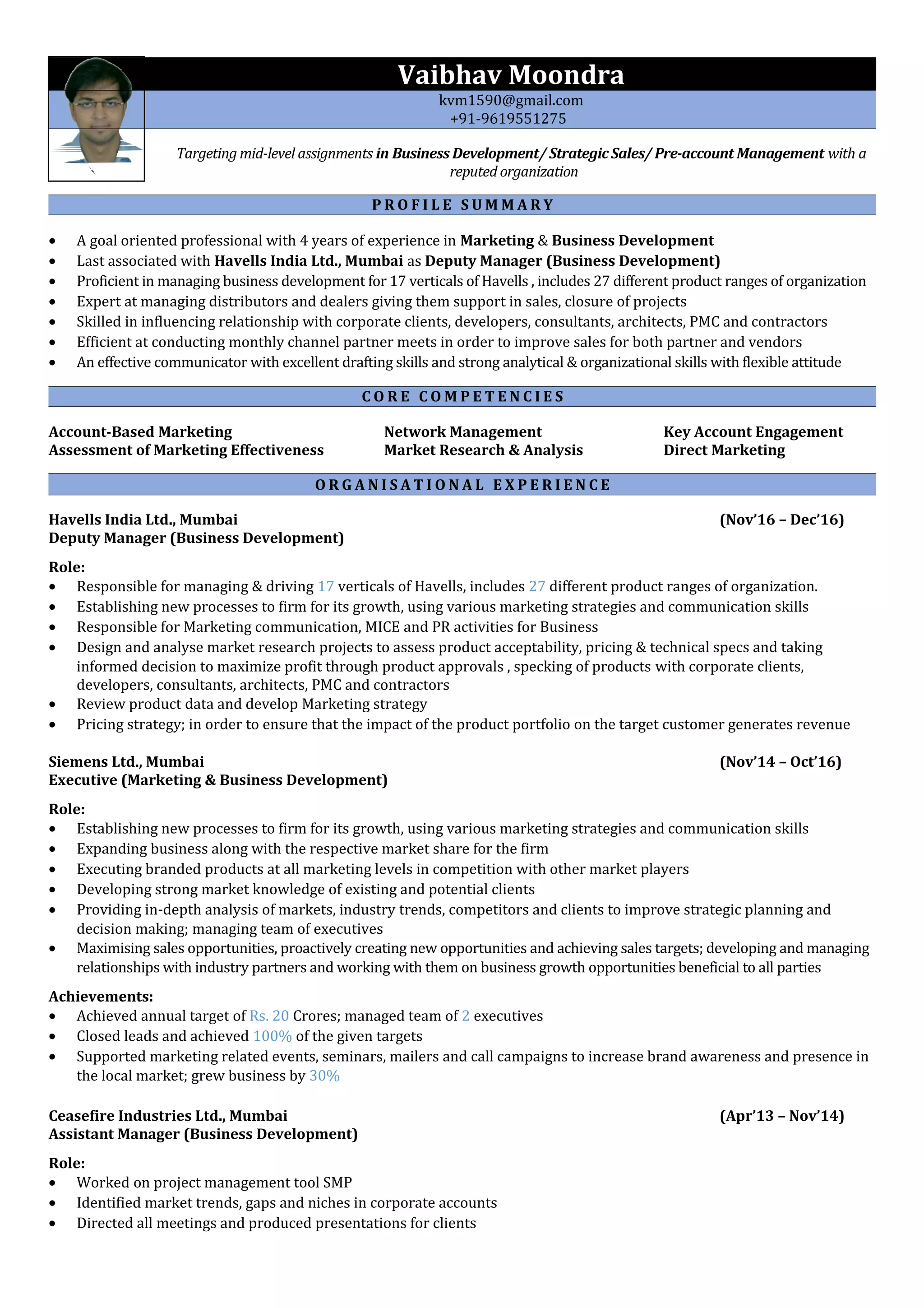 Vaibhav Moondra Resume | DOC
