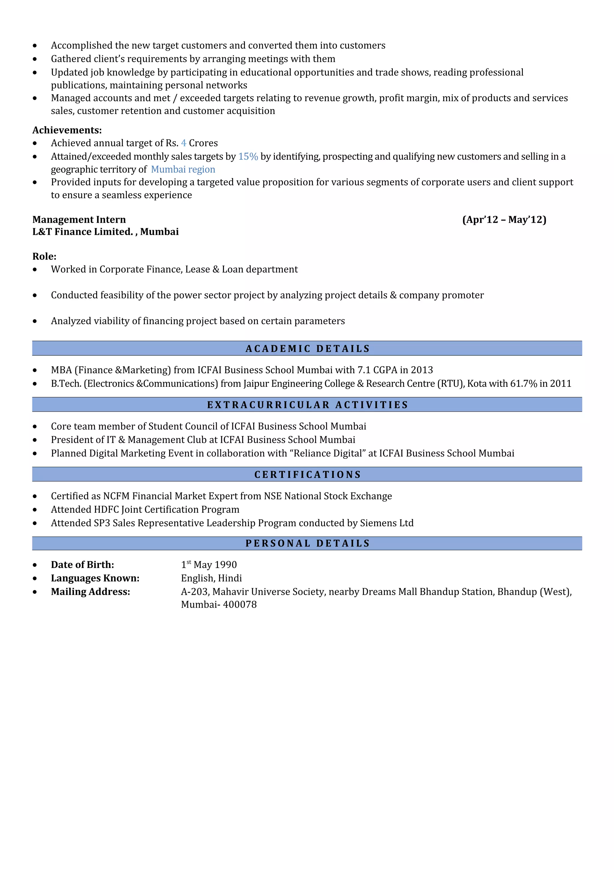 Vaibhav Moondra Resume | DOC