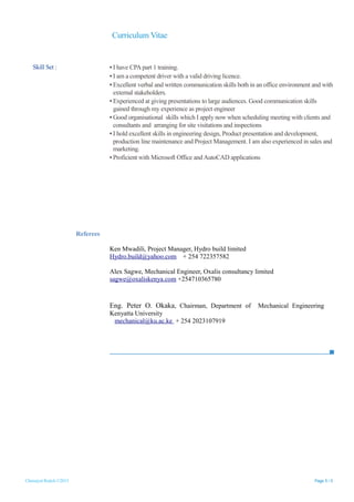 cheruiyot rotich- cv5 | DOC | Civil Engineering Industry | Industries