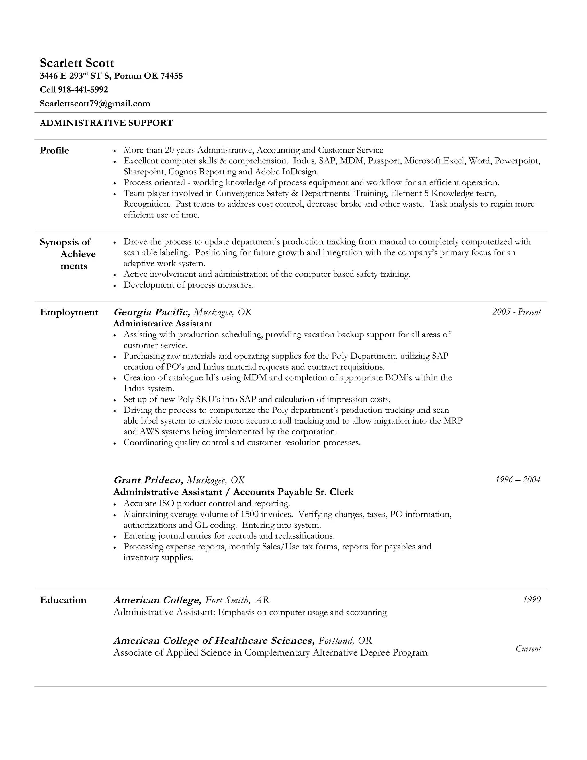 Scarlett Scott Resume 2016 | DOC