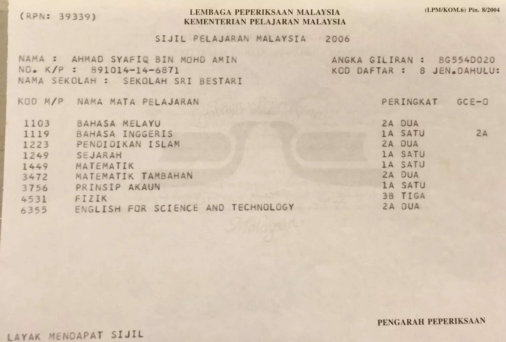 #4 SPM results (2006) | PDF