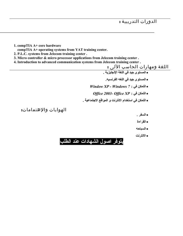 cv arabic and english | DOC