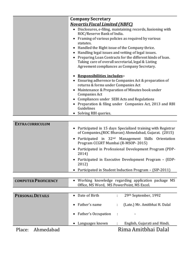 Rima Amitbhai Dalal Resume | PDF