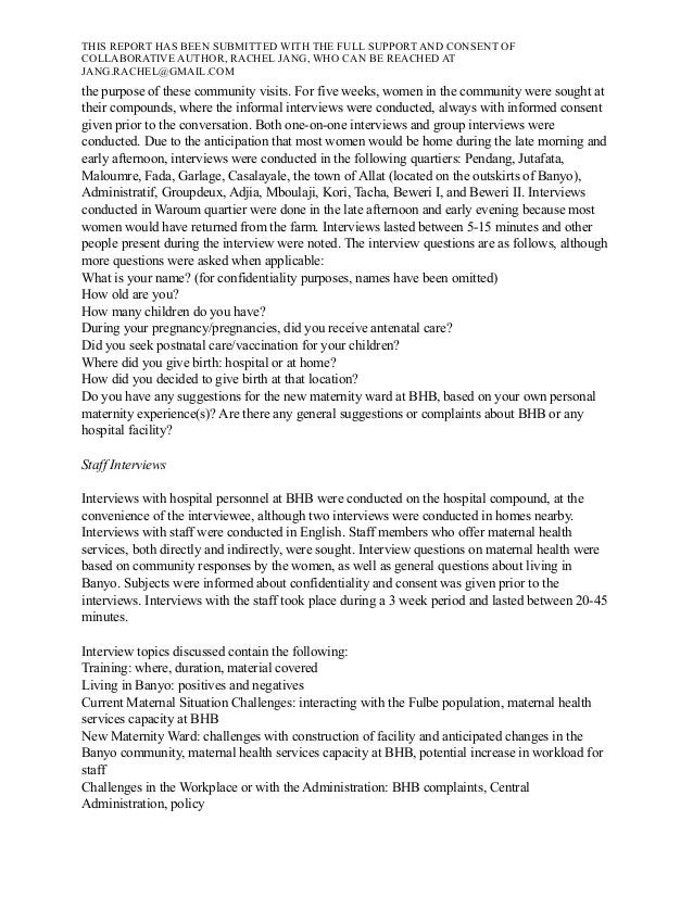 Maternal Health Needs Assessment Report - Baptist Hospital Banyo