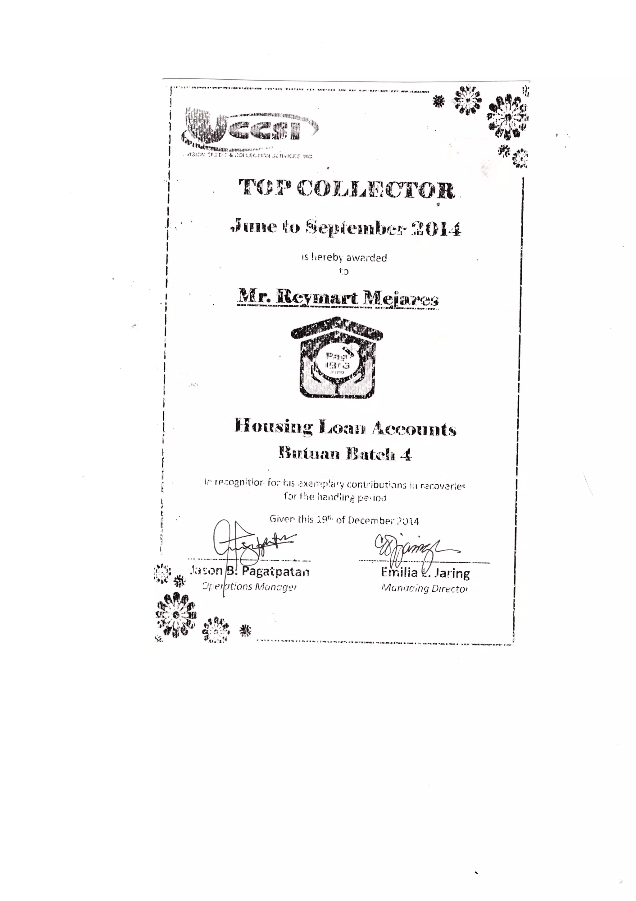 TOP COLLECTOR CERT | PDF