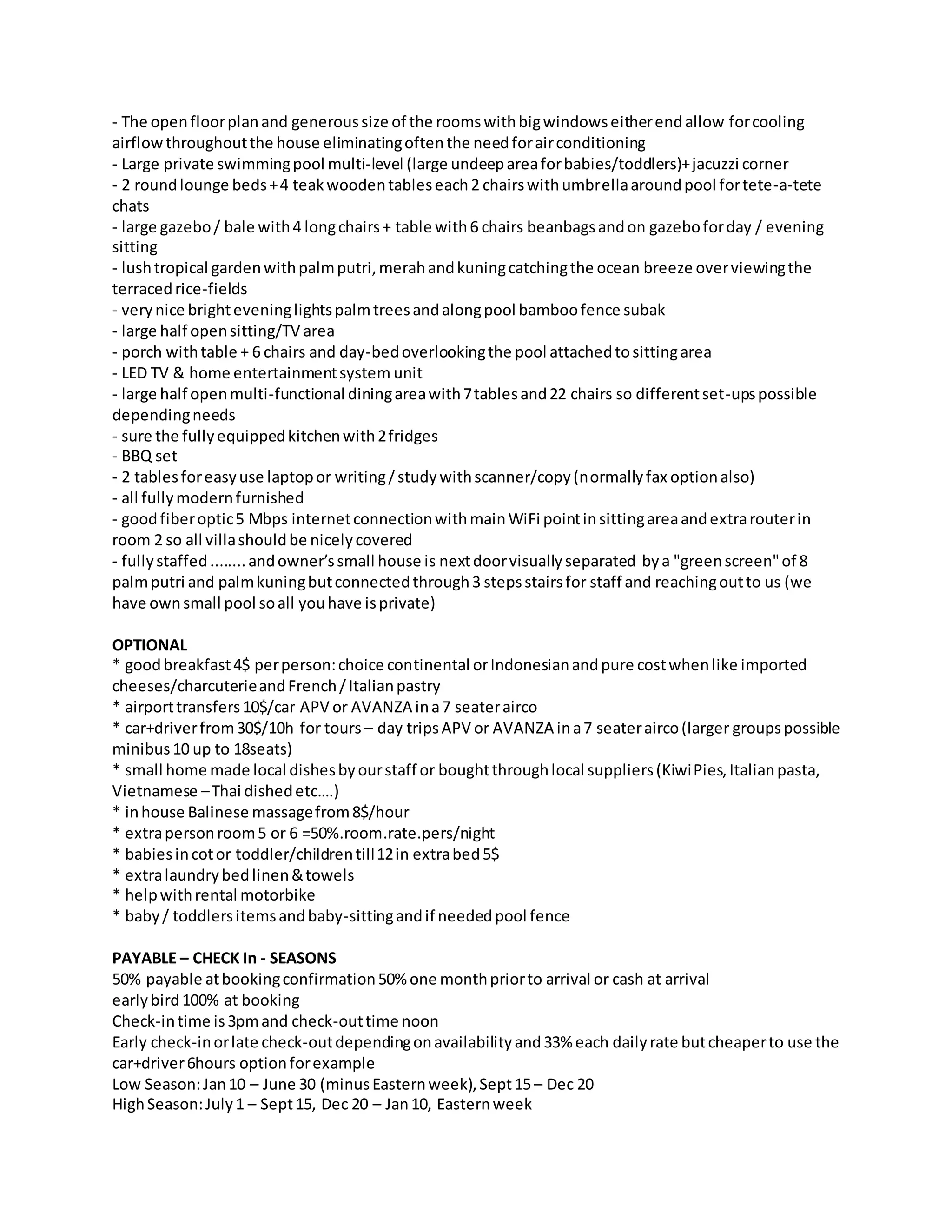 description for rooms rental | DOCX | Houses | Real Estate