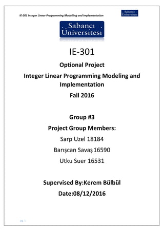 IE-301_OptionalProject_Group2_Report | PDF | Programming Languages | Computing