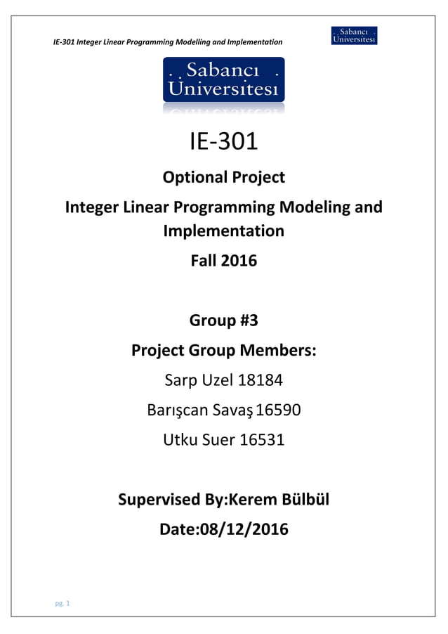 IE-301_OptionalProject_Group2_Report | PDF | Programming Languages | Computing