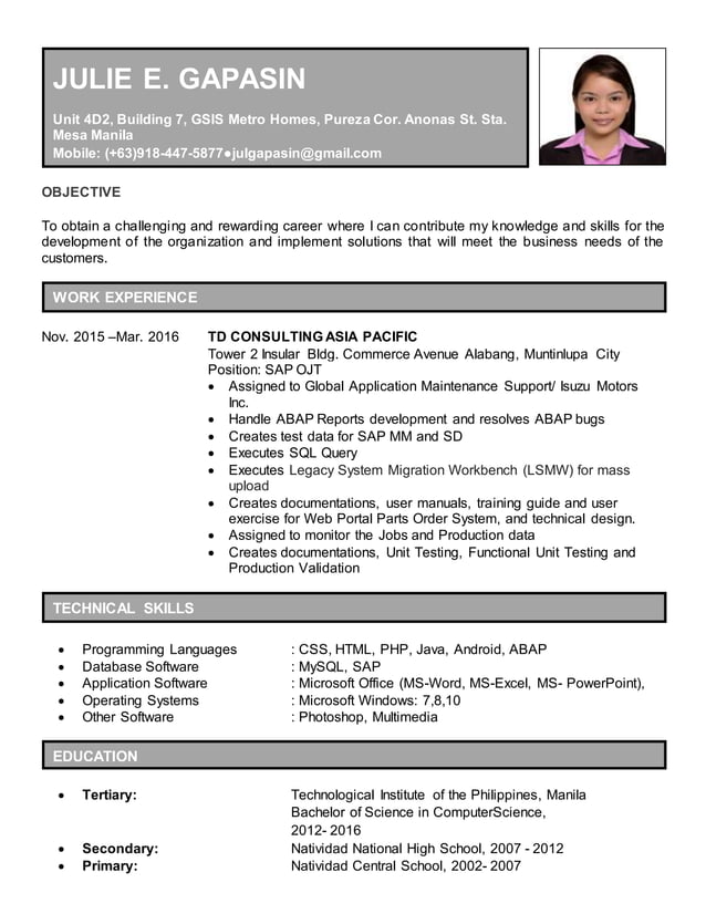 CV_Julie E. Gapasin | PDF