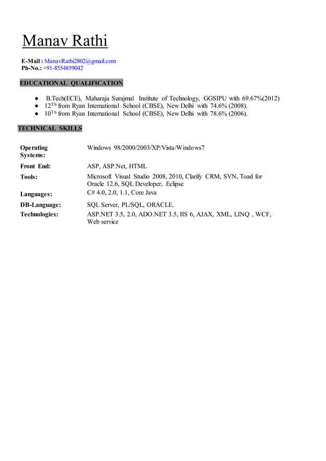 Resume_Manav_Rathi | DOCX | Computer Software and Applications | Computing