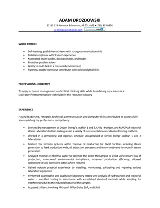 ADAM DROZDOWSKI Resume | PDF