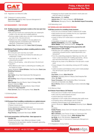 CAT Risk Management & Modelling London Brochure 2016 | PDF