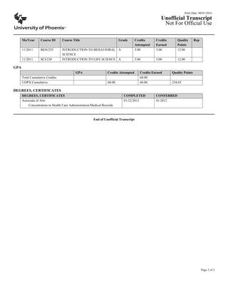 Phoenix transcript | PDF | Education