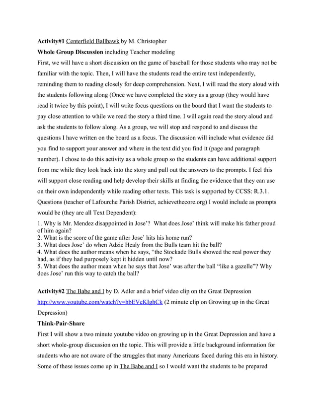 3rd grade Text Dependent Questions lesson plan | PDF