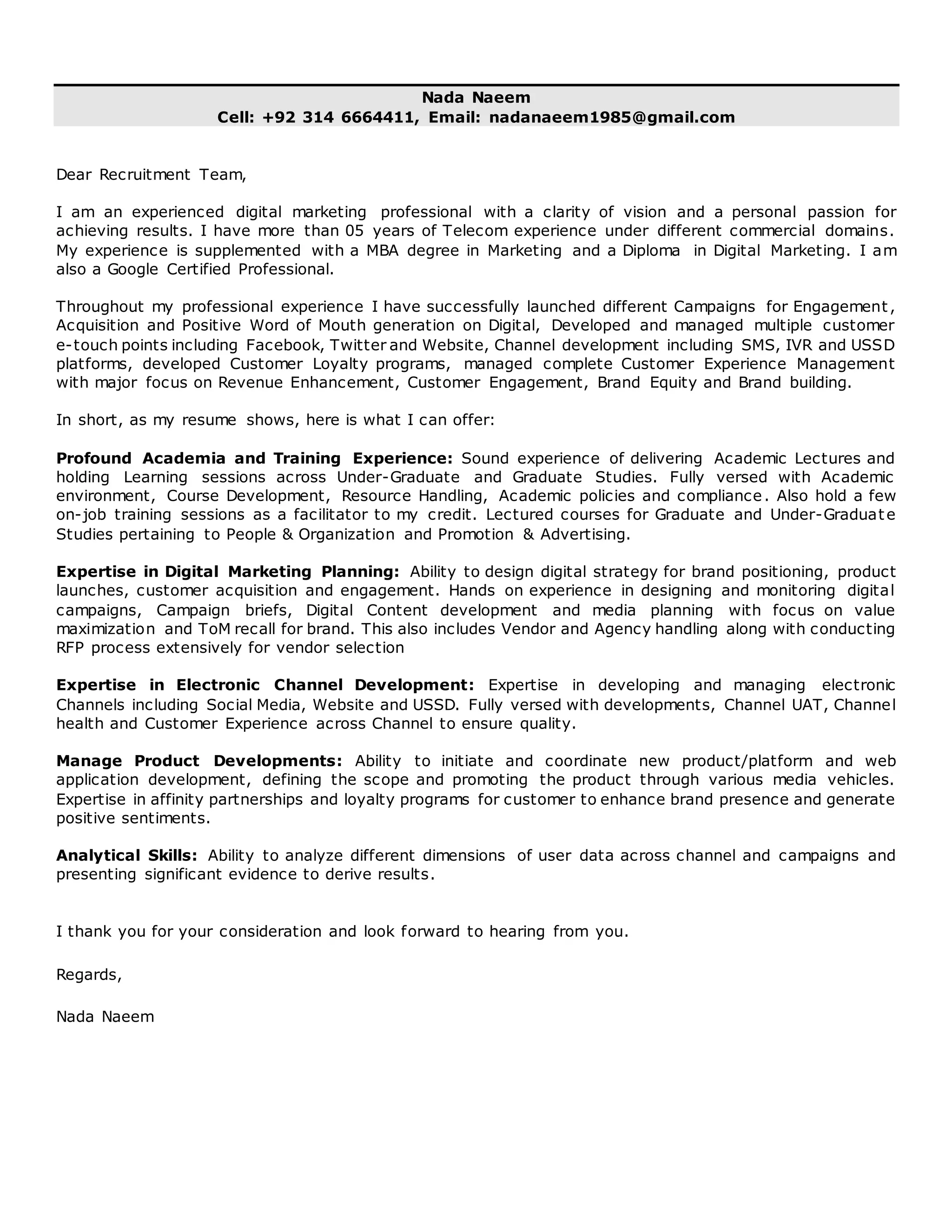 Resume- Nada Naeem | PDF