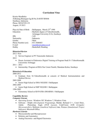 Curriculum Vitae_Kristio | PDF