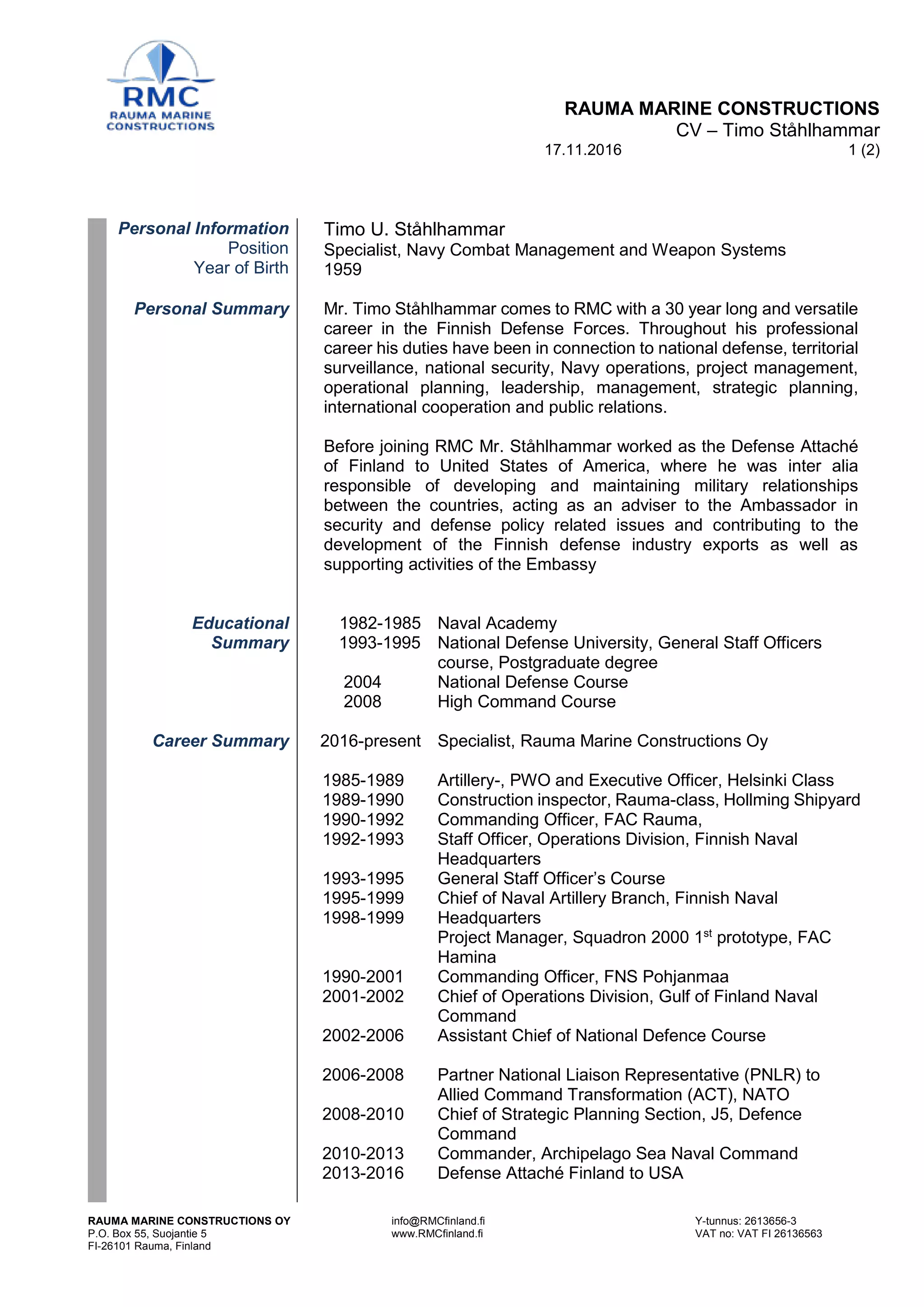 CV-RMC_Timo_Ståhlhammar | PDF