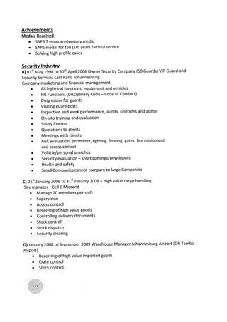 CV OF PJ COMBRINCK | PDF