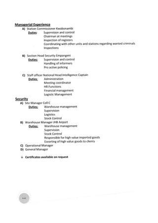 CV OF PJ COMBRINCK | PDF