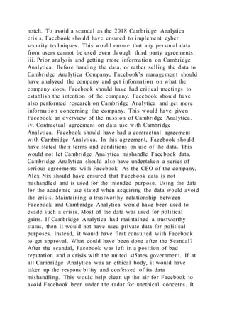 1FACEBOOK DATA SCANDALNameCourse Code and Nam | PDF