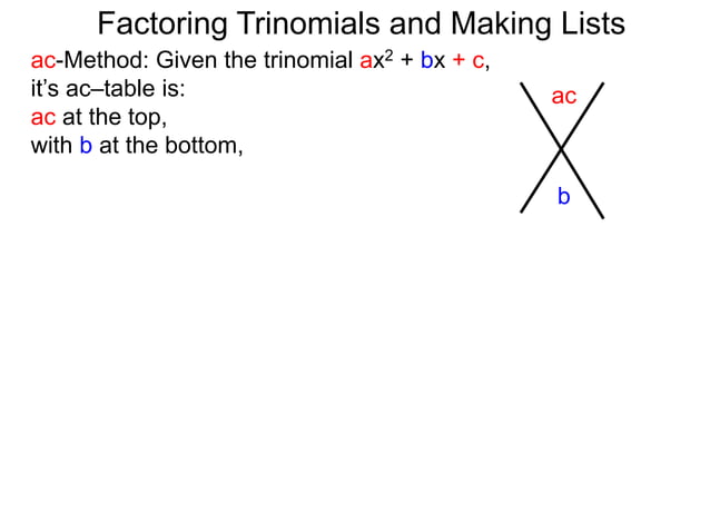 factoring trinomials the ac method and making lists | PPTX