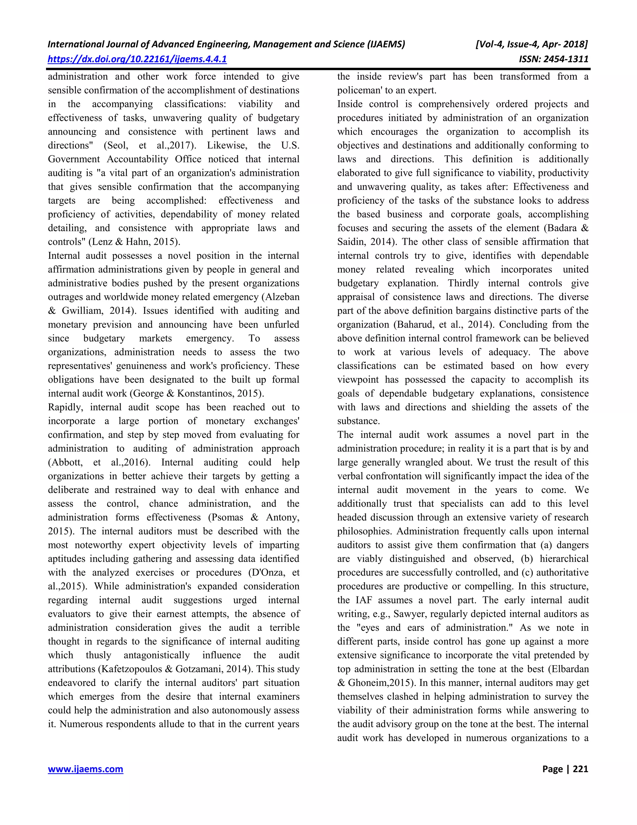 Factors influencing the effectiveness of internal audit on ...