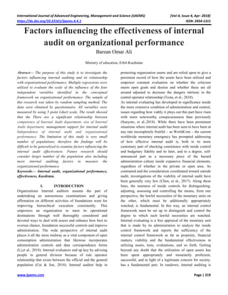 Factors influencing the effectiveness of internal audit on ...