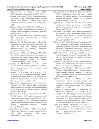 Factors influencing the effectiveness of internal audit on organizational performance | PDF