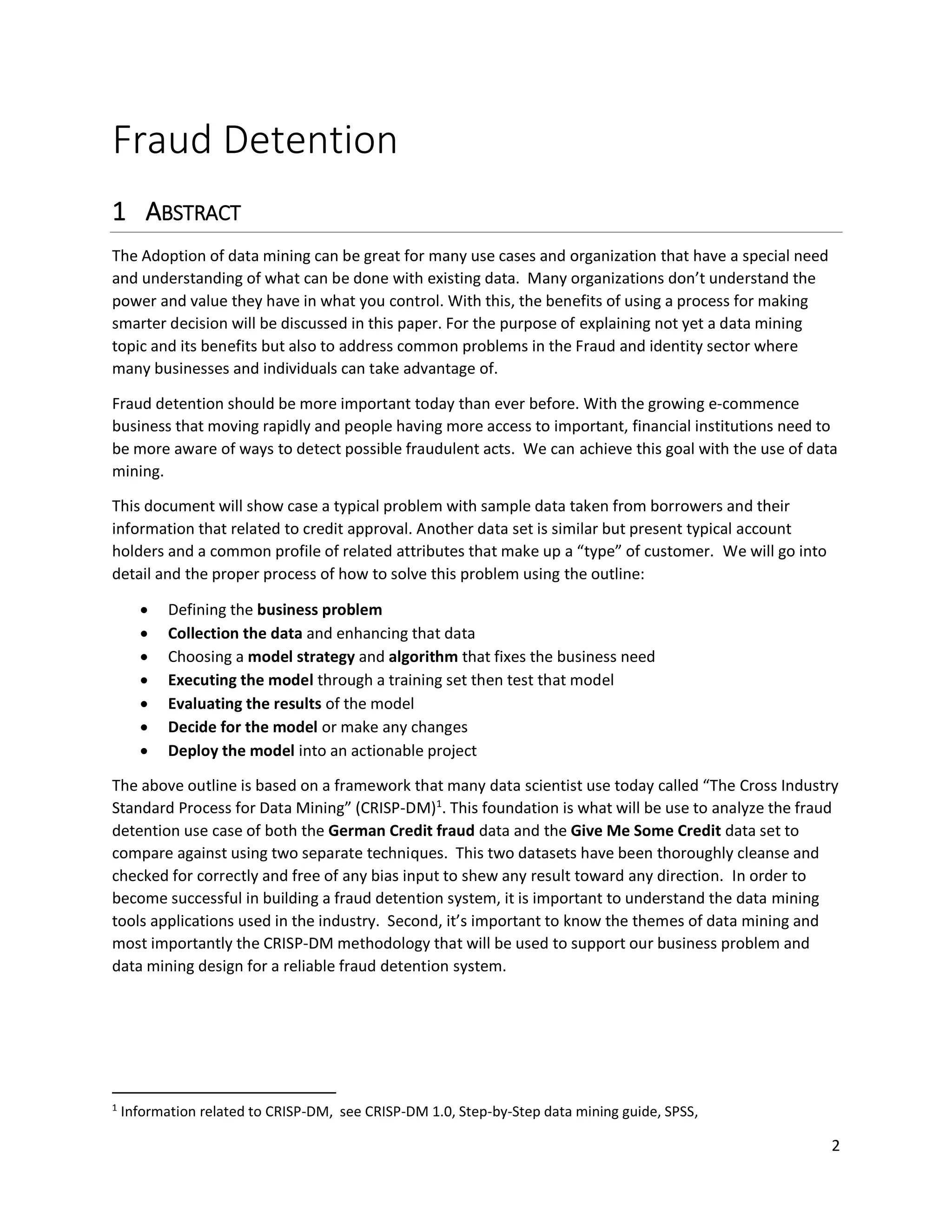 Fraud Detection using Data Mining Project | PDF