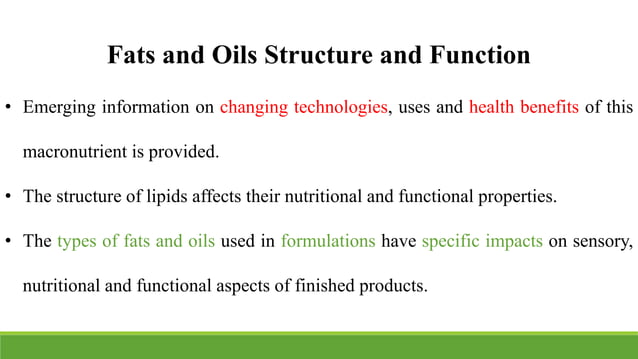 Fats and Oils: Structures and Functions | PDF | Nutrition | Healthy Living