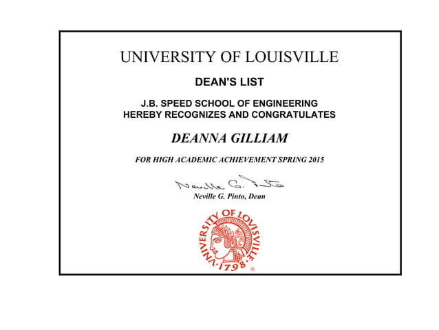 Dean's List Certificate Spring 2015 | PPT