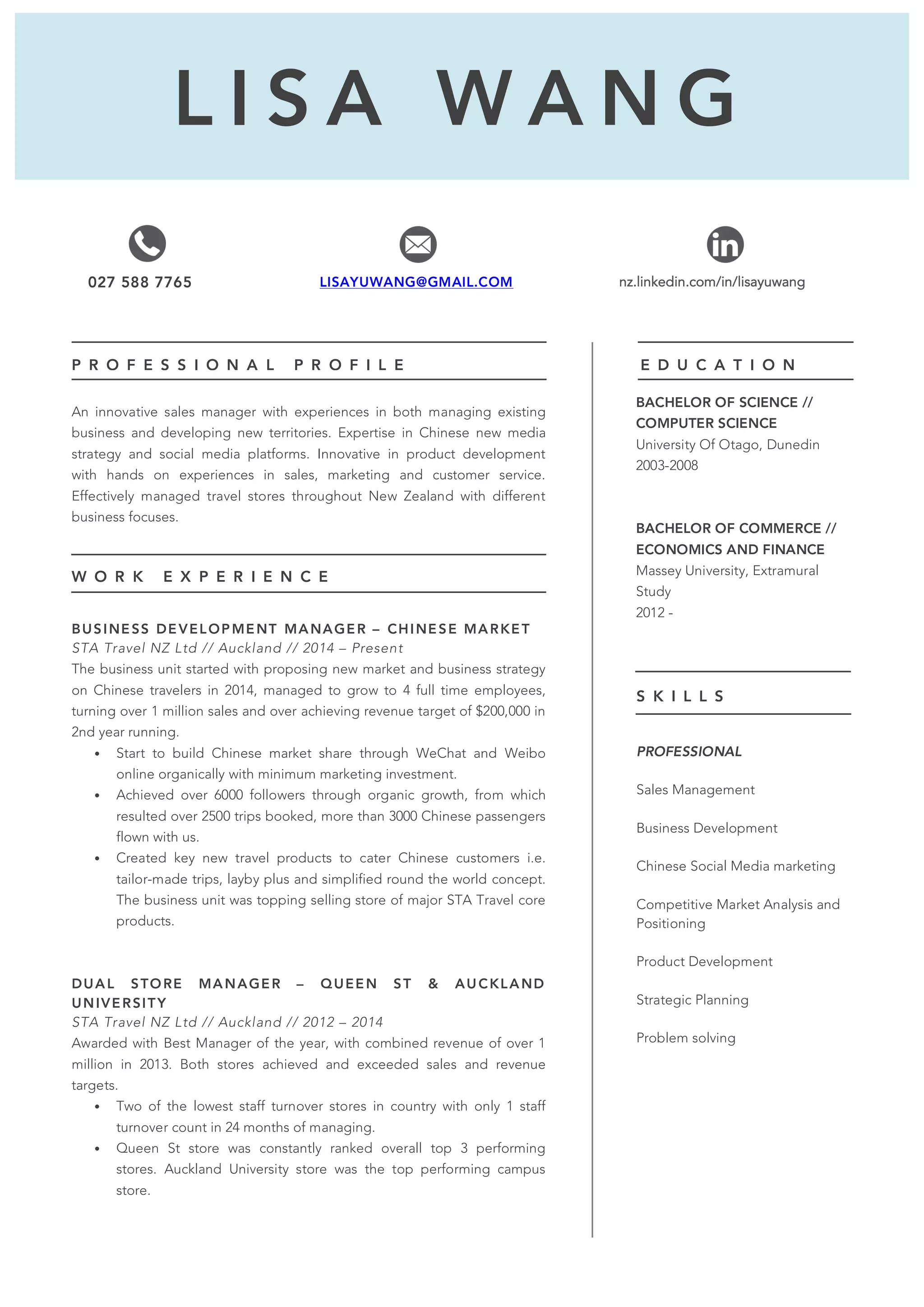 Lisa CV 11Mar16 | PDF | Sales | Business