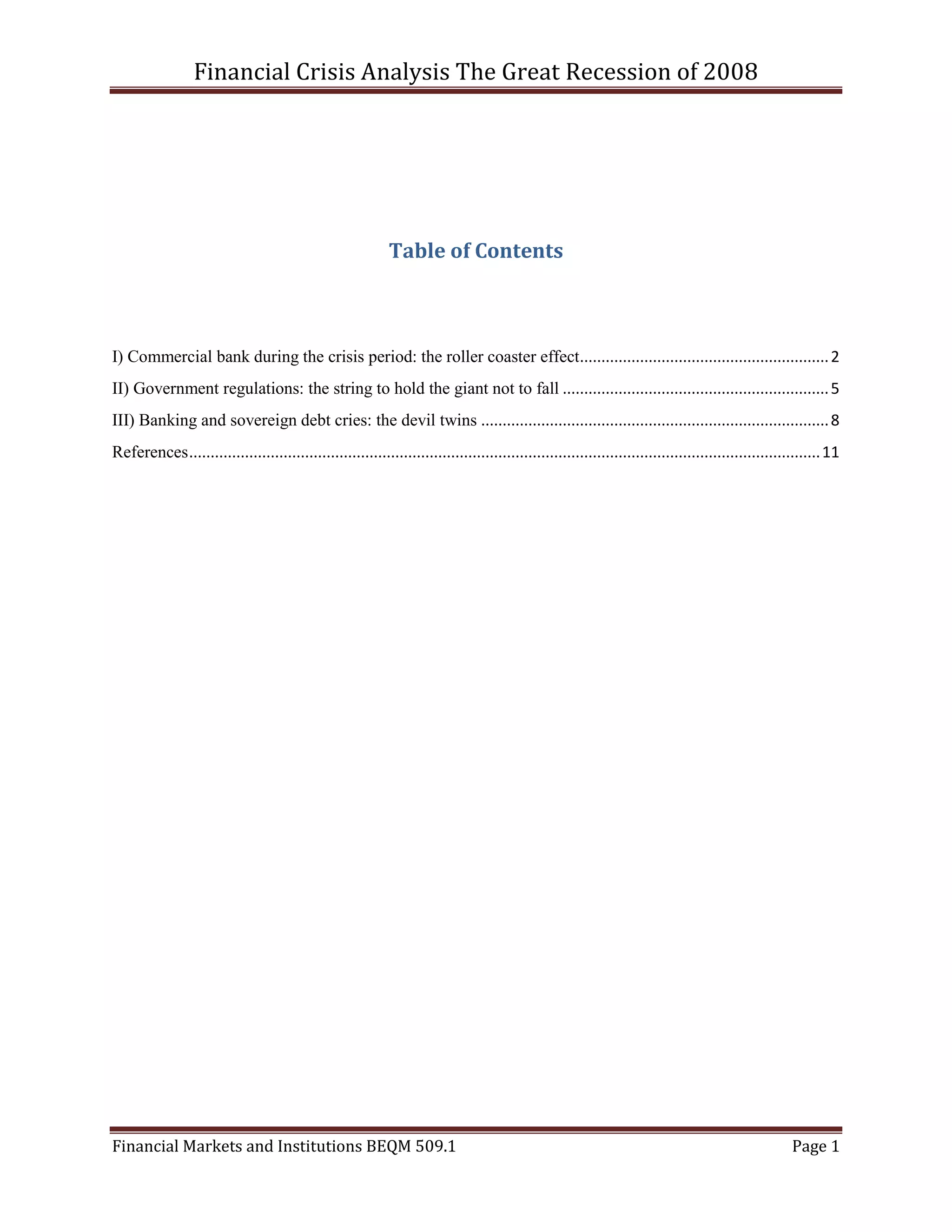 Financial Crisis Analysis - The Great Recession of 2008 | PDF