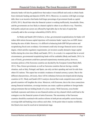 Financial Crisis Analysis - The Great Recession of 2008 | PDF