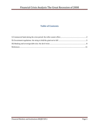 Financial Crisis Analysis - The Great Recession of 2008 | PDF