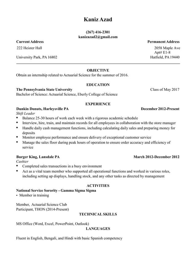 Azad, Kaniz resume | PDF