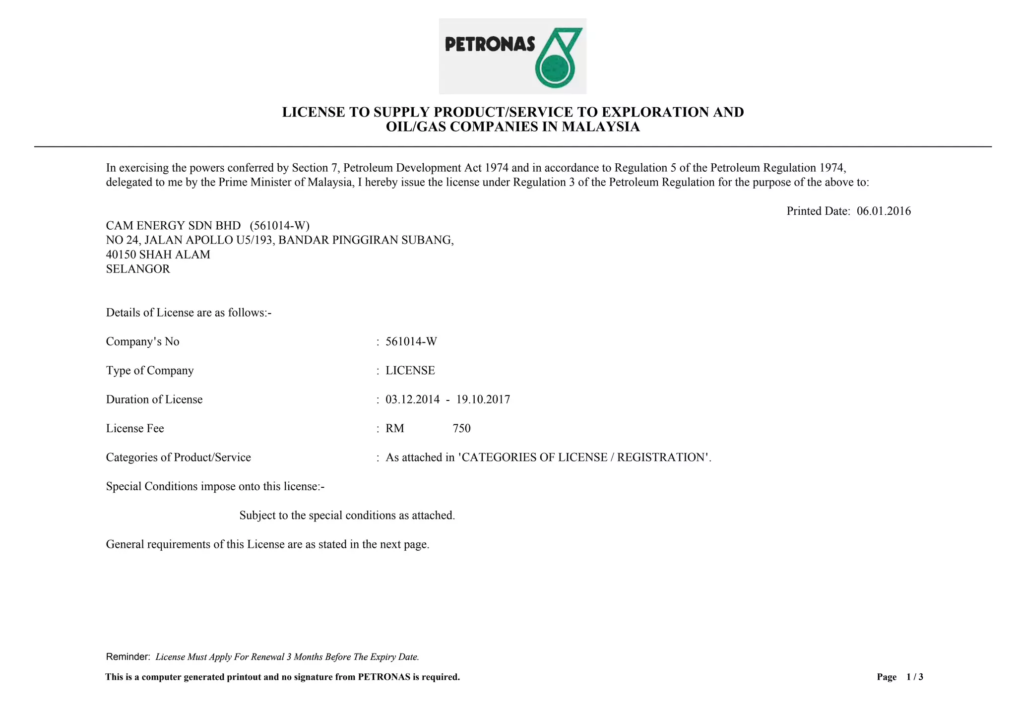 Petronas License-031214-191017 | PPT