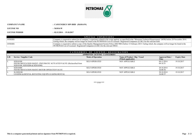 Petronas License-031214-191017 | PPT