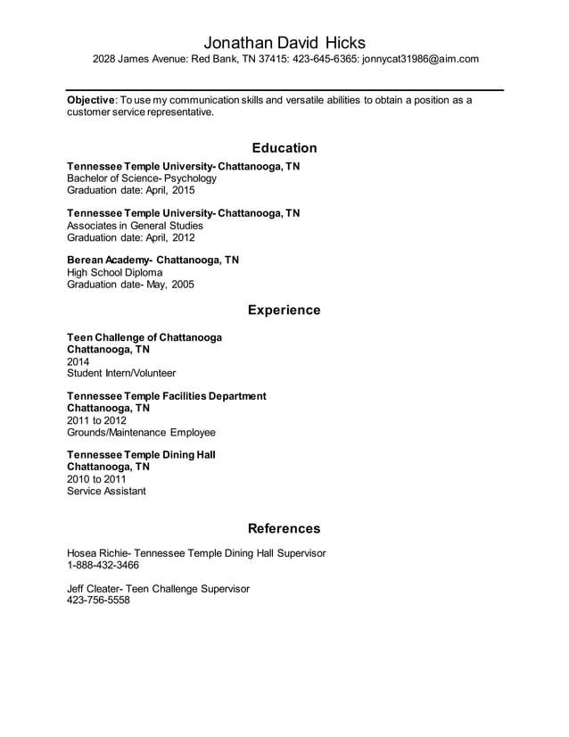 Jonathan Hicks- Resume | DOCX
